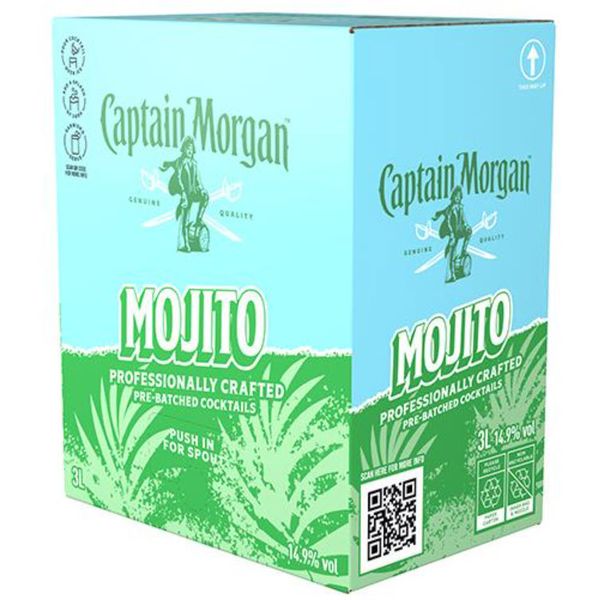 Captain Morgan Mojito Pre-batched Cocktail, 3 lt x 1